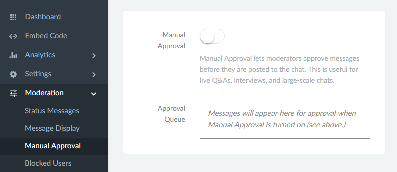 Q&A Mode: Approving messages manually — Chatroll Support
