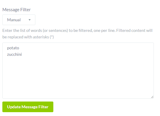 Using the message filter — Chatroll Support